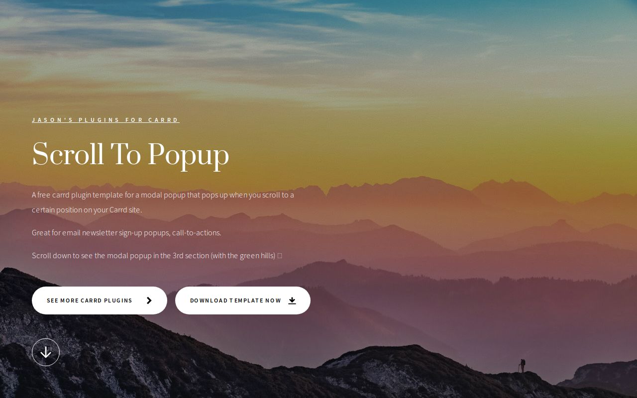 Scroll to popup Carrd plugin template